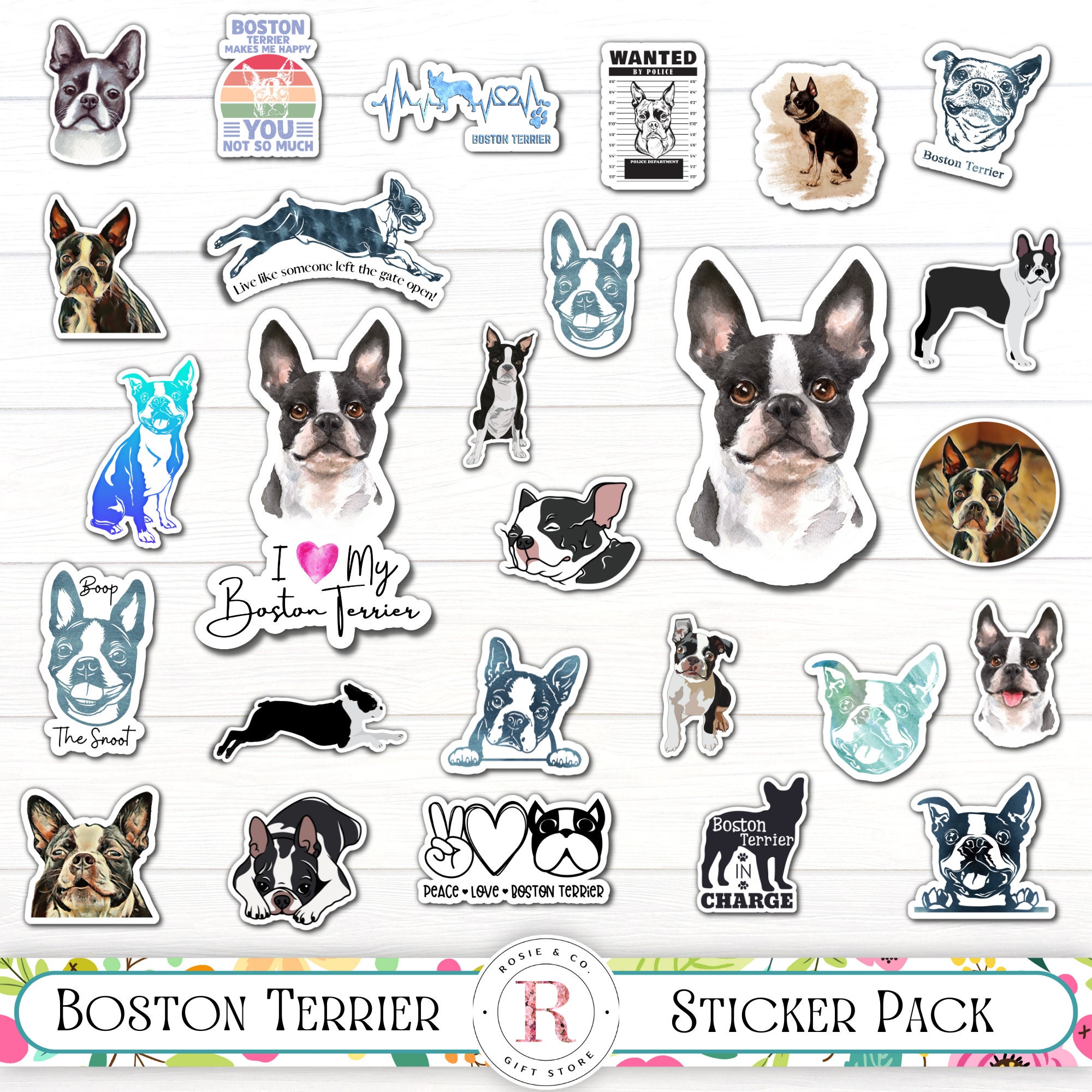 Boston Terrier Sticker Pack 27 Stickers Included Decal Sticker Boston ...