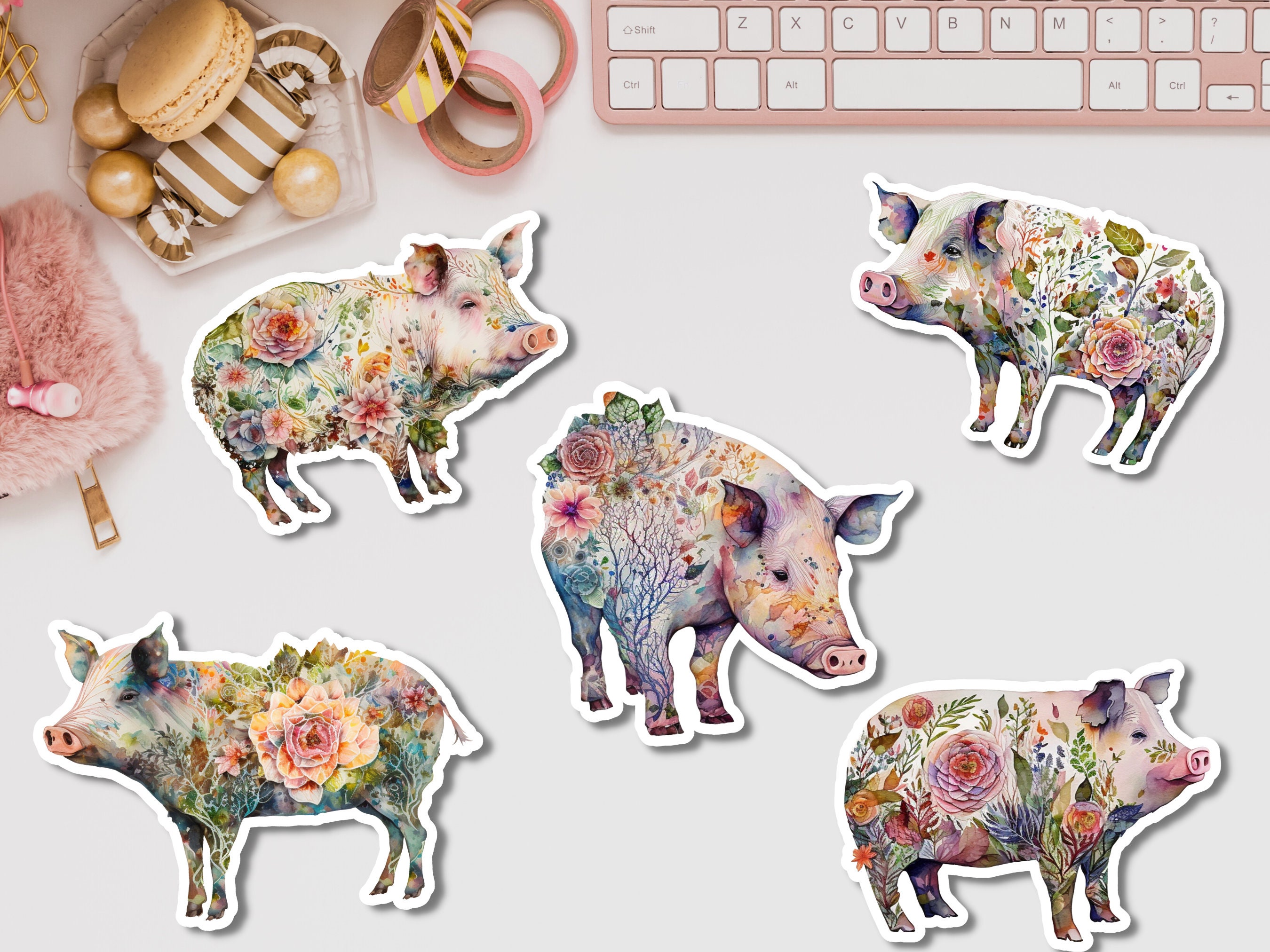 Vintage Floral Pig Stickers Decal Sticker Pig Sticker - Etsy