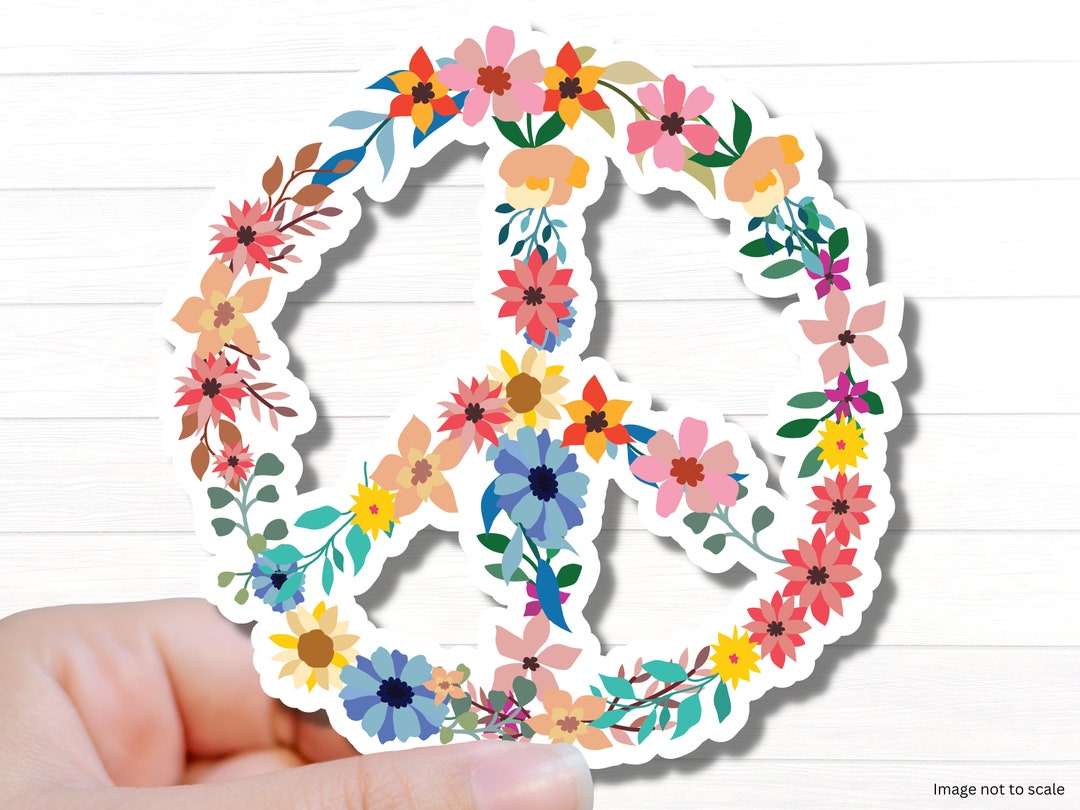 Flower Peace Sign Sticker Vinyl Sticker Vinyl Decal Die - Etsy