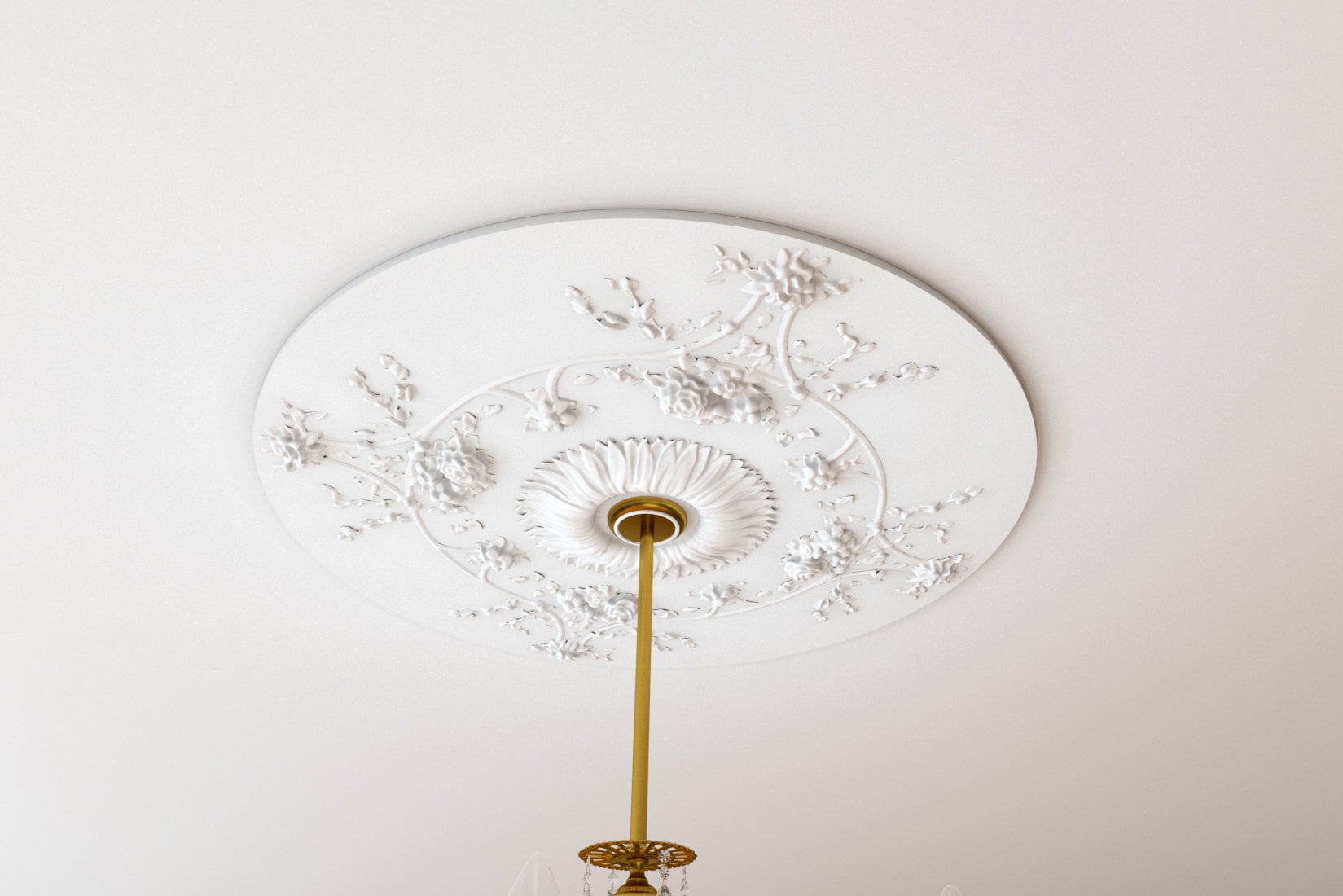 65cm Modern Plaster Ceiling Rose With Lifelike Roses and Leaves ...