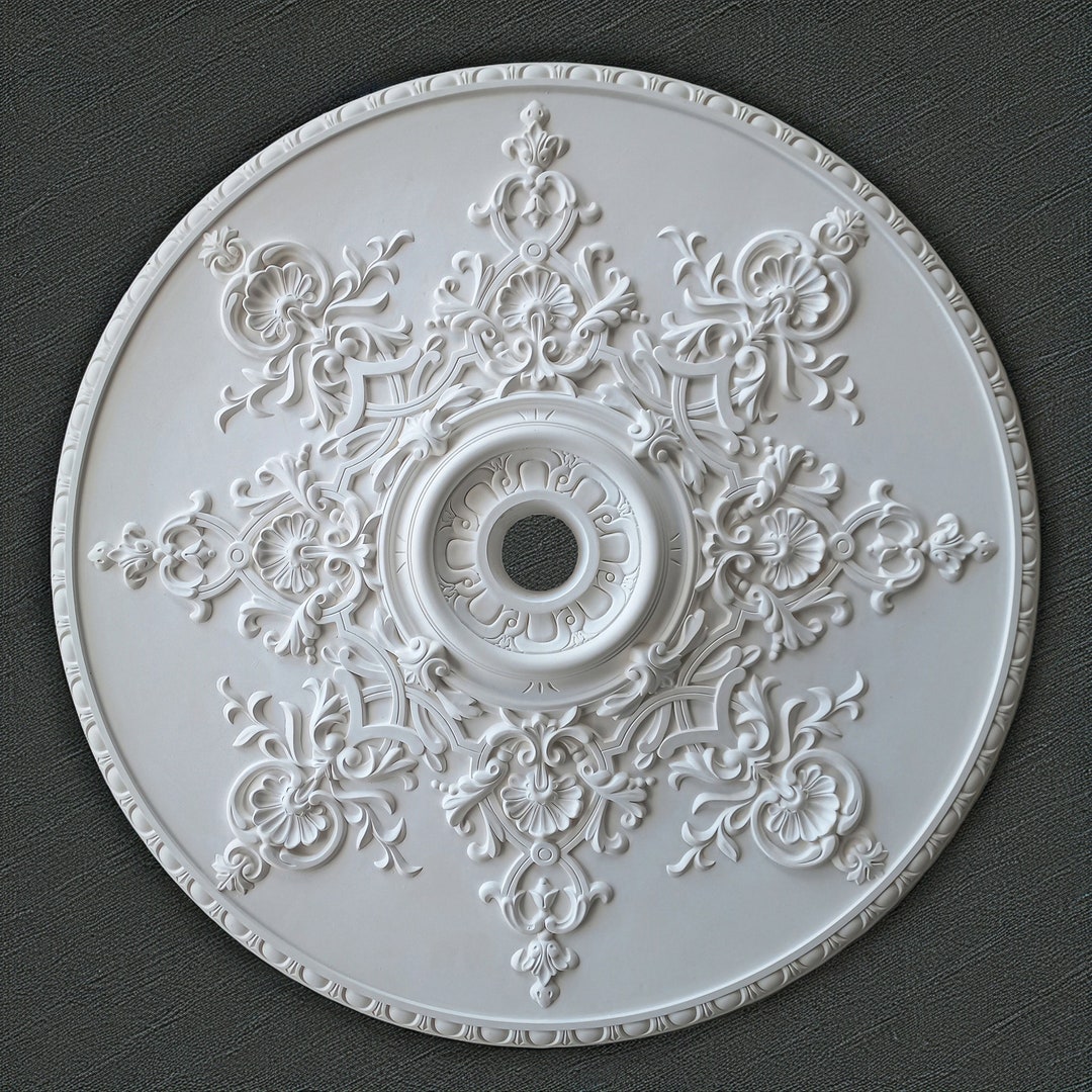Art Deco Ceiling Rosette: 70cm Floral Plaster Light Fixture - Etsy