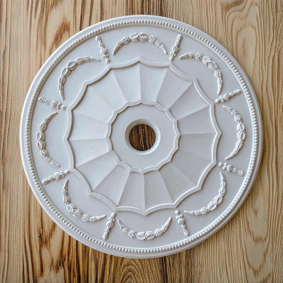 37 Cm Plaster Ceiling Rosette in Venetian Style for Light Fixtures ...