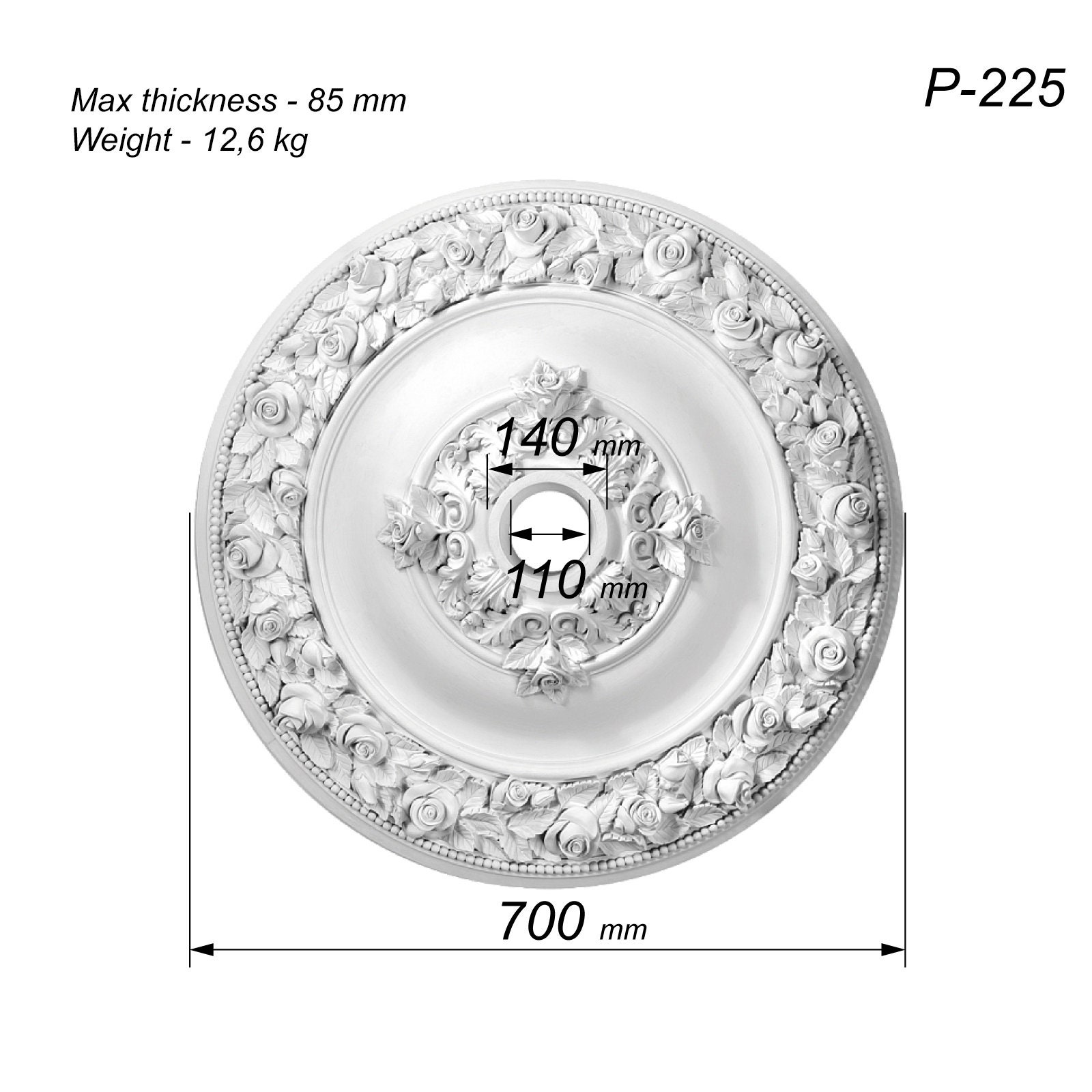 70 Cm Plaster Rosette for Chandeliers and Elegant Ceiling Decorations ...
