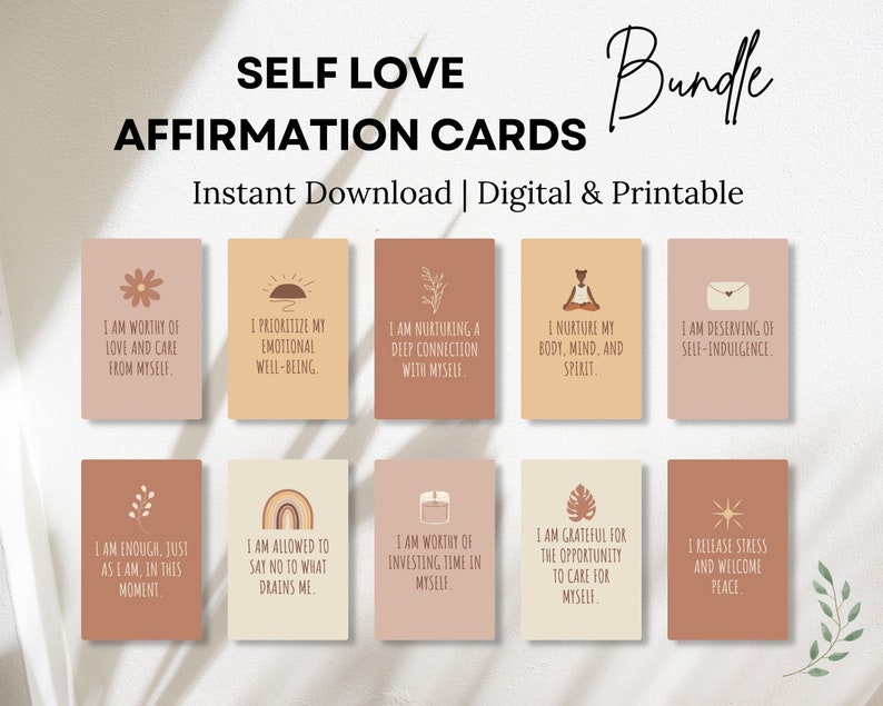 80 Boho Self Love Affirmation Cards Printable Motivational - Etsy