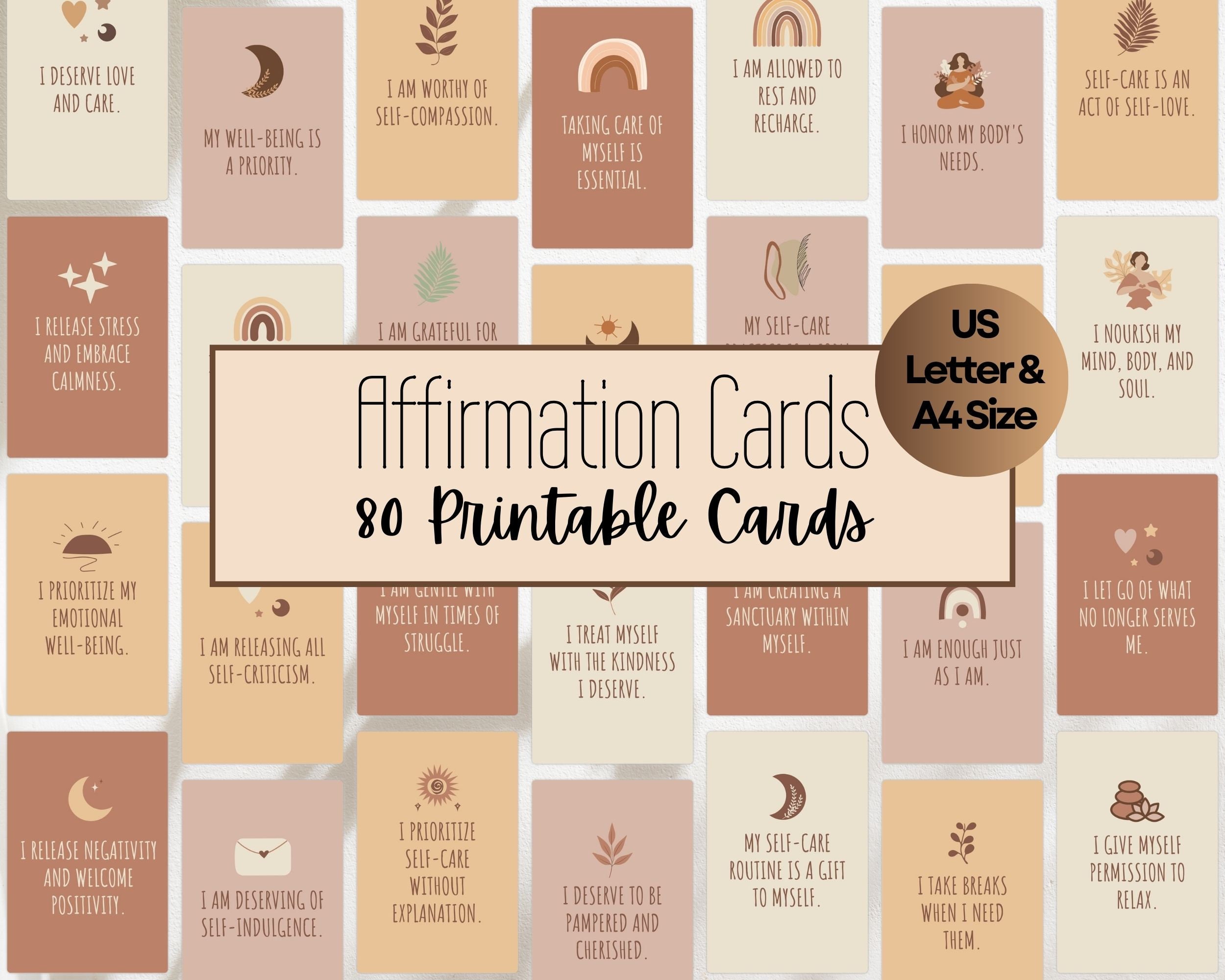 80 Boho Self Love Affirmation Cards Printable Motivational - Etsy