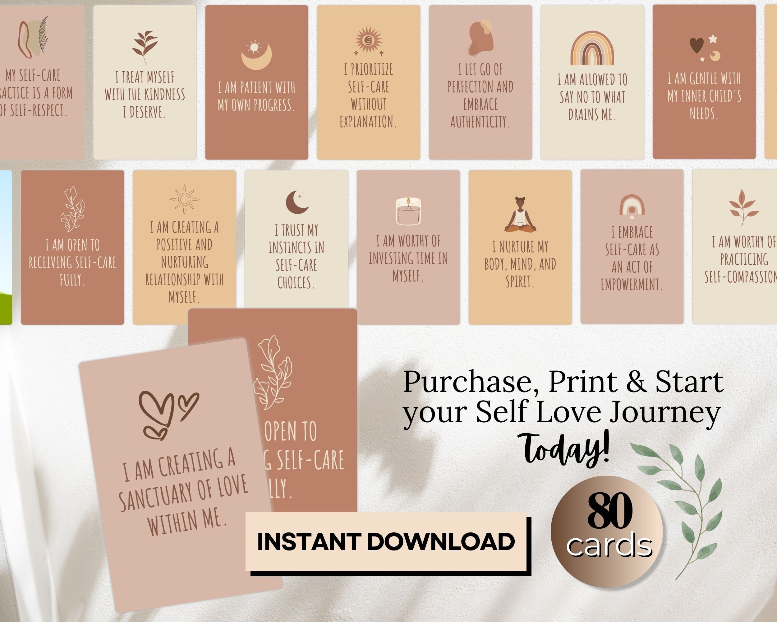 80 Boho Self Love Affirmation Cards Printable Motivational - Etsy