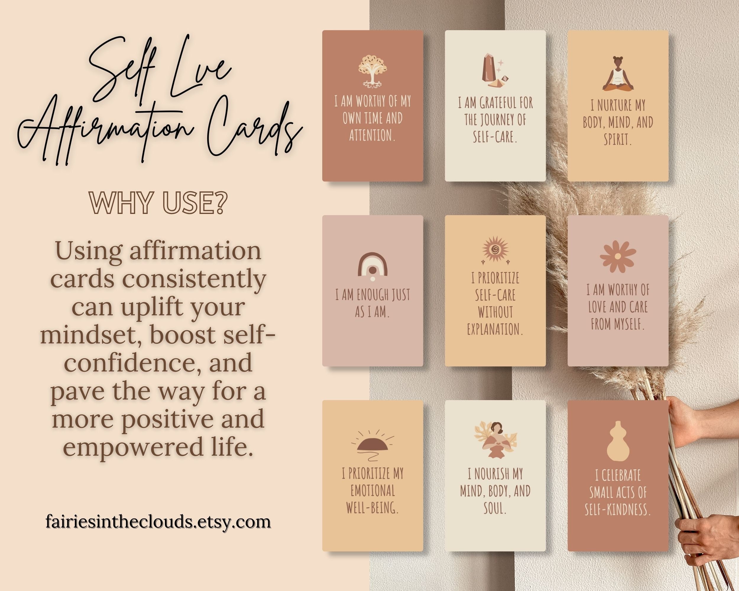 80 Boho Self Love Affirmation Cards Printable Motivational - Etsy