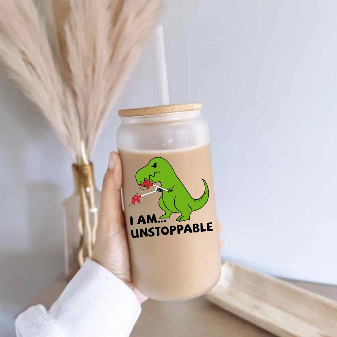 Funny Dinosaur Mug I Am Unstoppable Trex Glass Mug Gift for Boss Mom ...