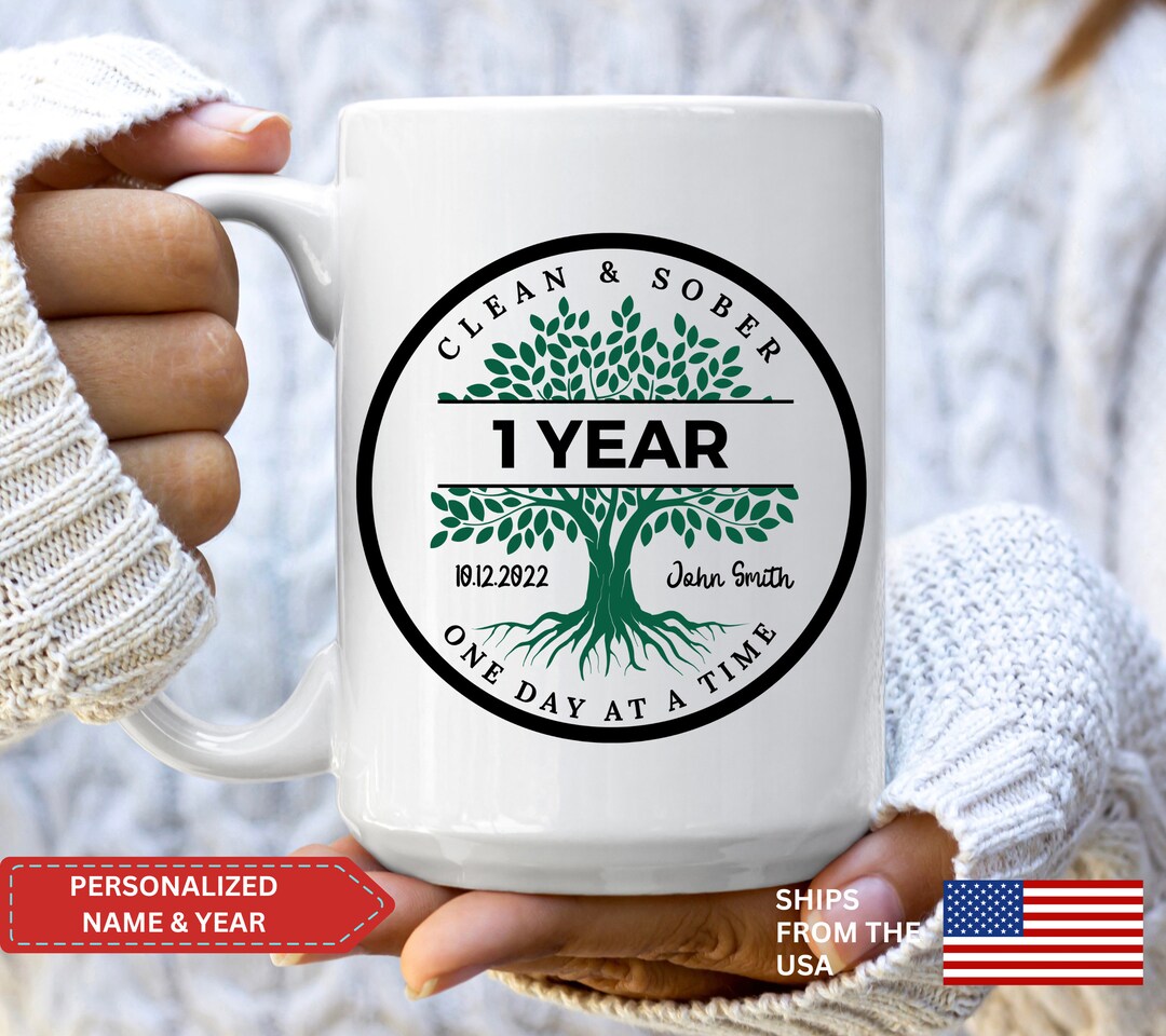 Personalized Sobriety Gift 1 Year Sober One Day at A Time Sober Mug ...