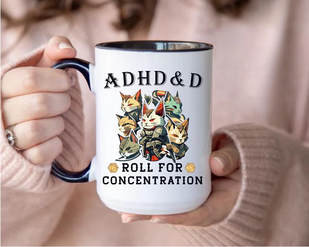 ADHD Dnd Cat Coffee Mug, Cat Dnd Mug, Mental Health DM Gift, TTRPG ...