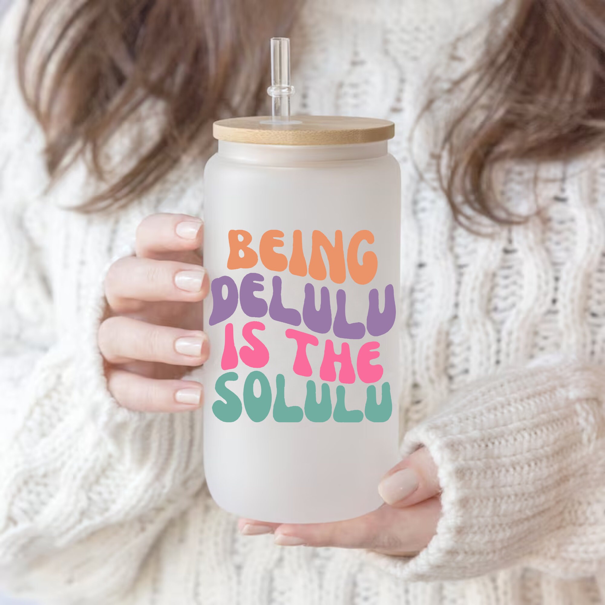 Delulu is the Solulu Mug, Tiktok Meme Glass Mug, Delusional Mug, Delulu ...