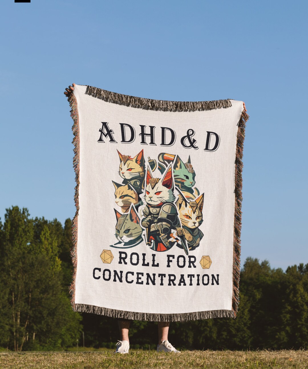 ADHD Dnd Cat Woven Blanlet, Cat Dnd Blanke, Mental Health DM ...