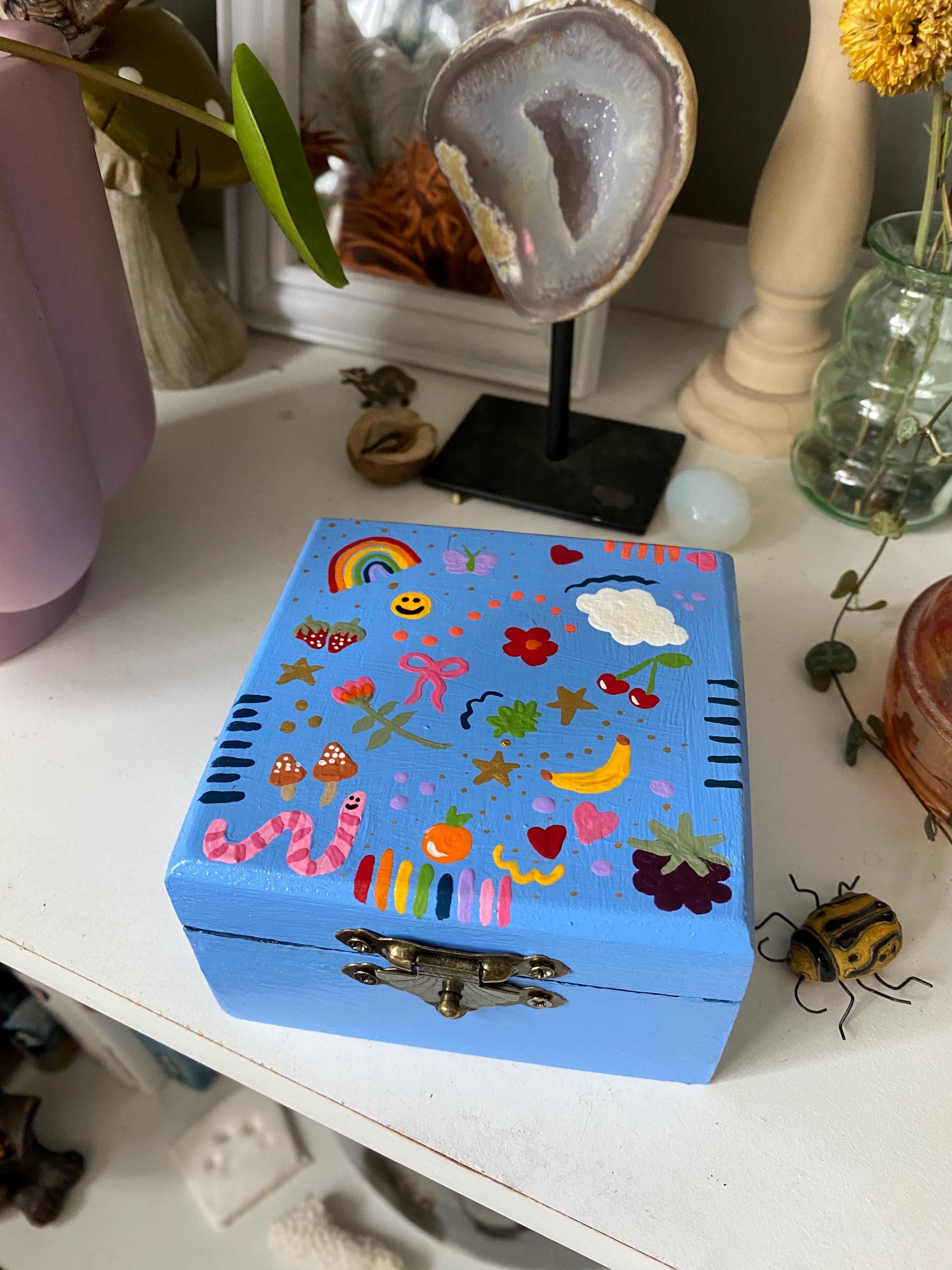 Hand Painted Wooden Trinket Box - Etsy