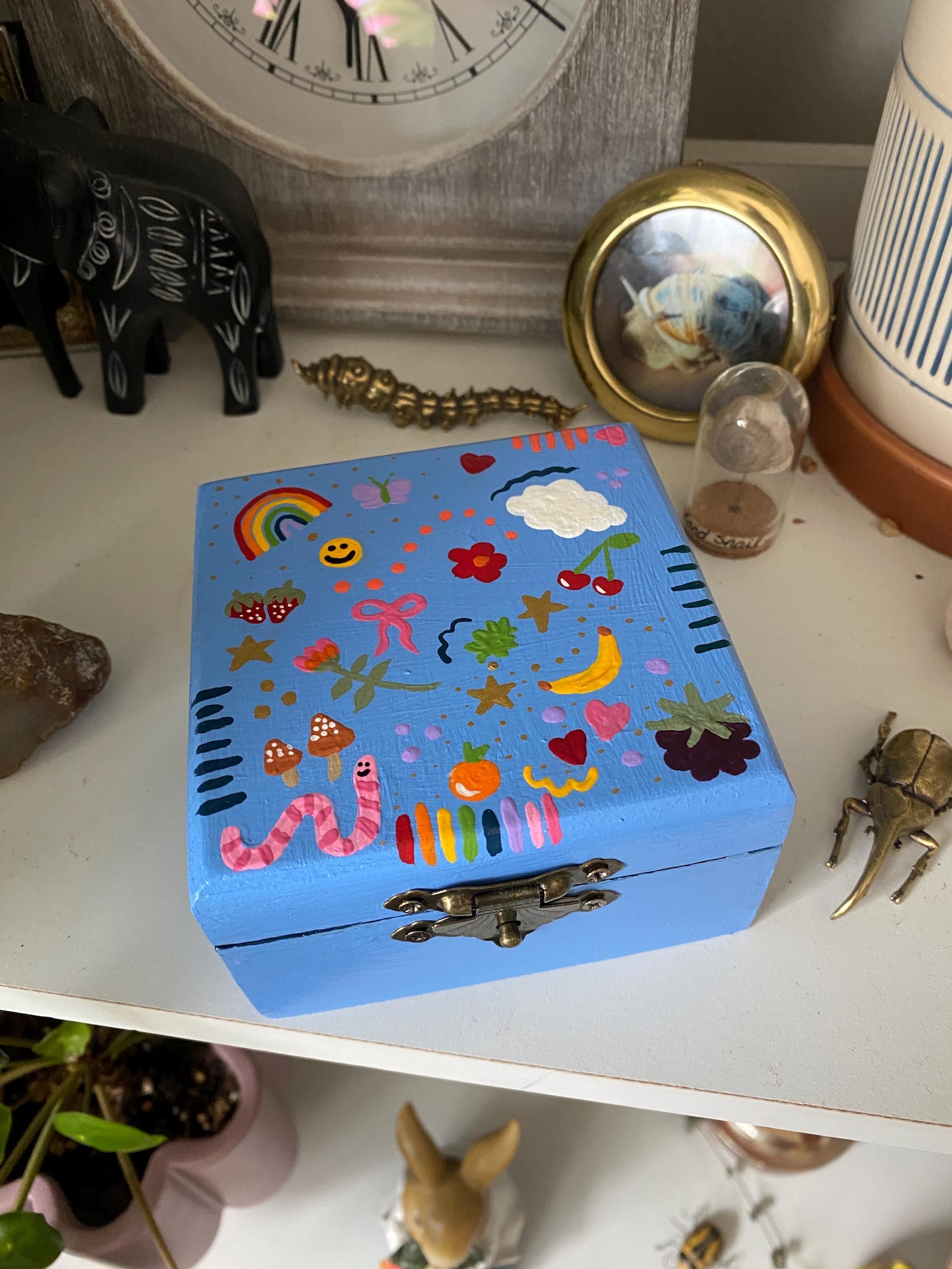 Hand Painted Wooden Trinket Box - Etsy