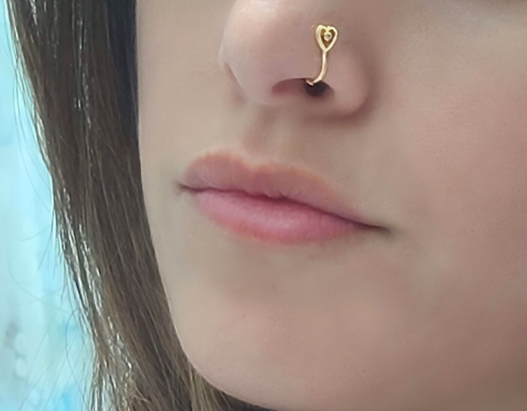 Fake Nose Ring, Fake Nose Piercing, Heart Nose Ring Water Resistant and ...