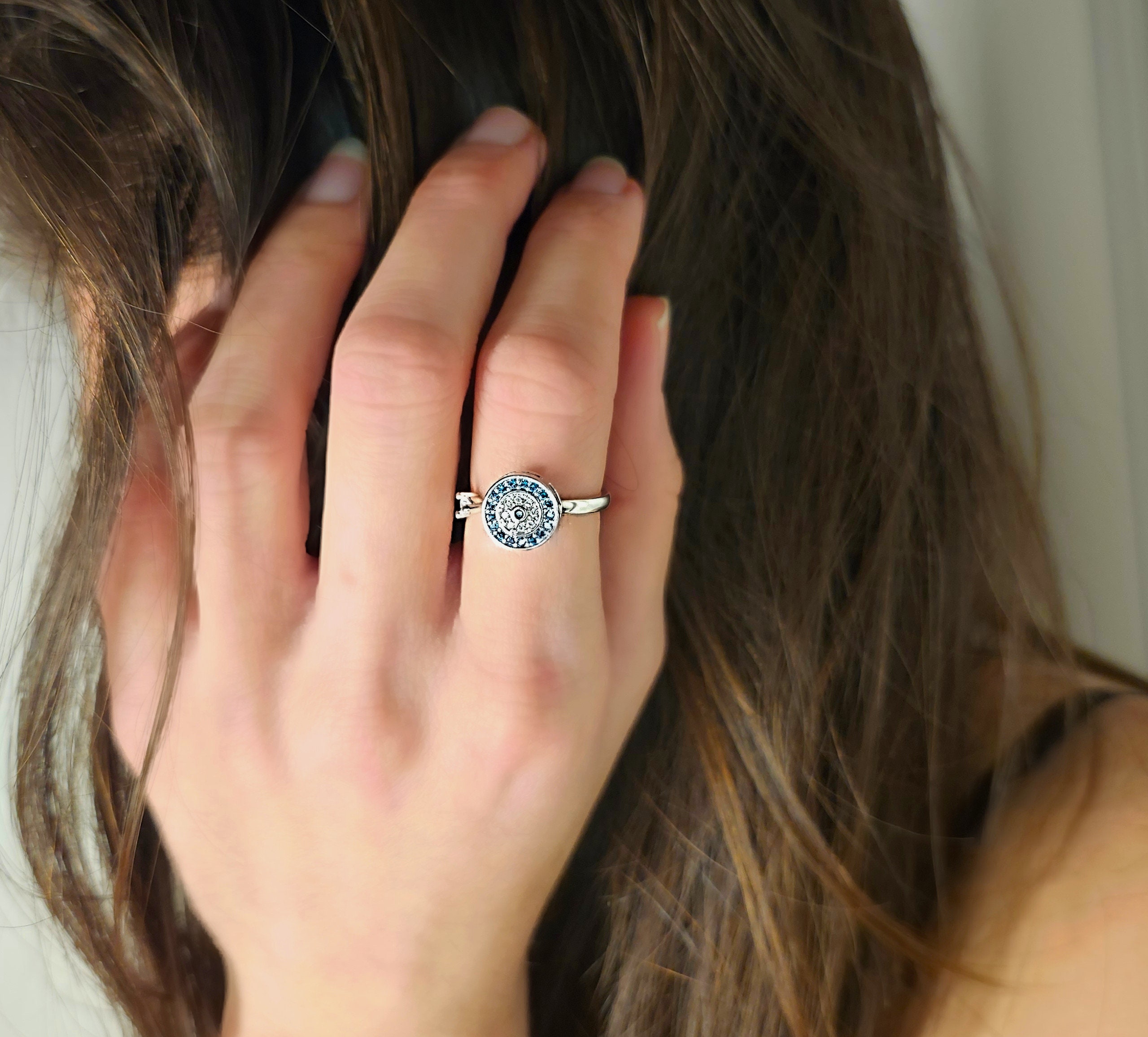 Fidget Ring, Anxiety Ring, Spinning Ring, Adjustable, Silver Color ...