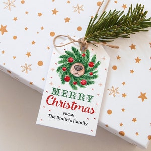 Editable Dog Christmas Gift Tag Template, Merry Christmas Holiday Gift ...