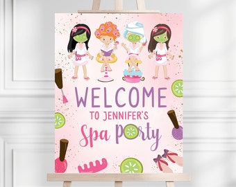 Gold Spa Birthday Party Printable Signs Door Sign Facials Spa Sandals ...