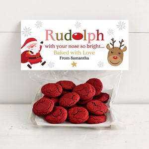 Editable Reindeer Noses Cookie Bag Topper Template, Christmas Treat Bag ...
