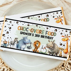 Editable Wild Animals Birthday Candy Bar Wrapper Template, Birthday ...