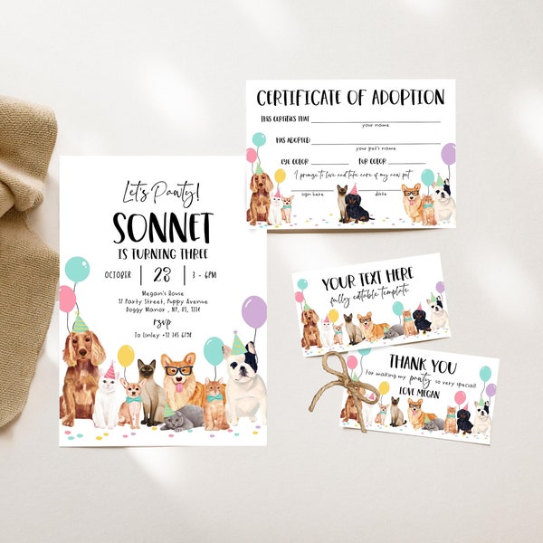 Dog and Cat Party Invitation - Etsy