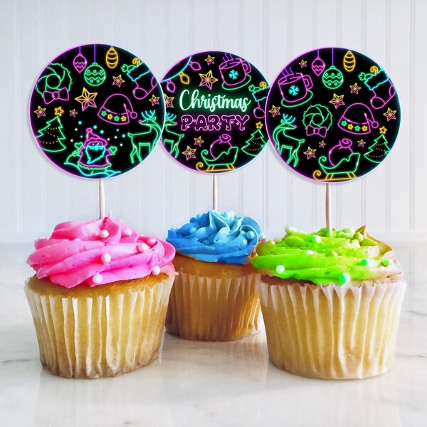 Neon Cupcake Toppers - Etsy