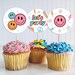 Editable Smiley Face Cupcake Toppers Template, Groovy Smiley Birthday ...