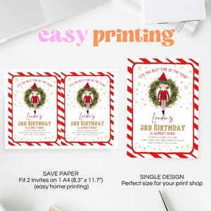 Editable Christmas Elf Birthday Invitation Template, Elf Birthday ...