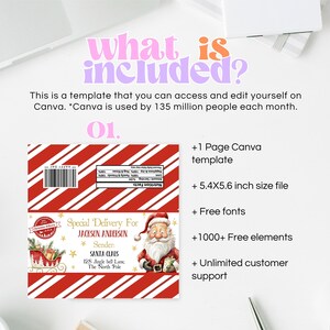 Editable Christmas Candy Bar Wrapper Template, Christmas Chocolate ...