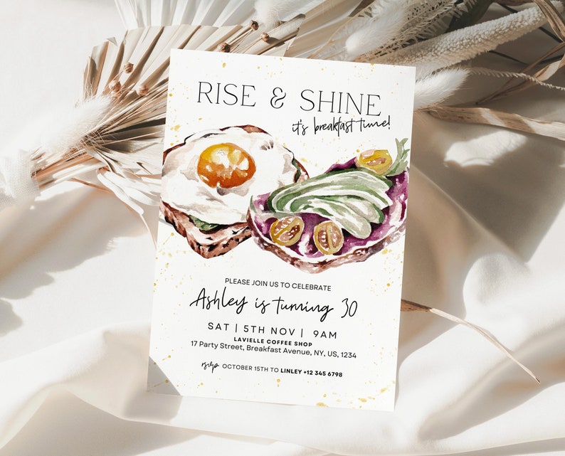 Editable Birthday Breakfast Invitation Eggs and Toast Birthday - Etsy