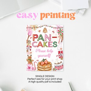 Christmas Pancake Station Sign, Pink Christmas Make A Pancake Sign ...