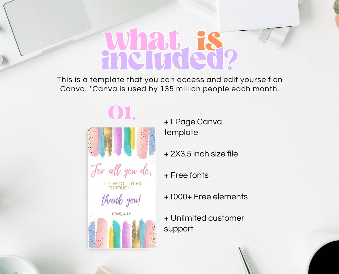 Editable Teacher Gift Tag Pastel Template Thank You Tag for Teachers ...