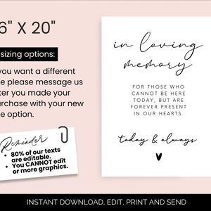 Minimalist in Loving Memory Sign Printable Template Modern - Etsy