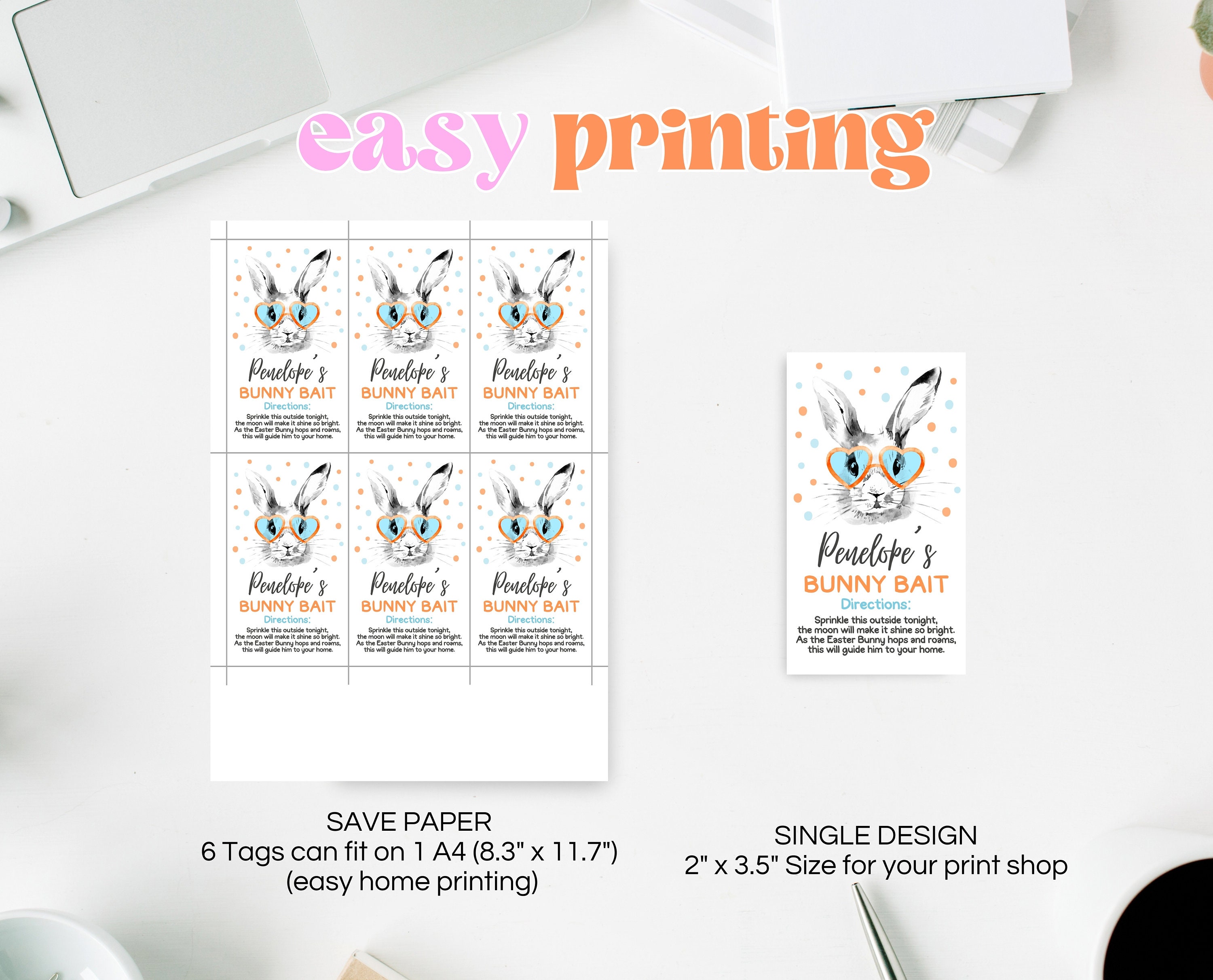 Editable Easter Bunny Bait Tag, Pink Bunny Food Printable, Easter ...