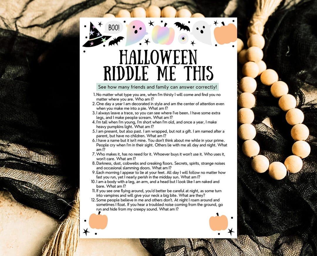 Halloween Riddle Me This Game Template, Halloween Riddle, Halloween ...