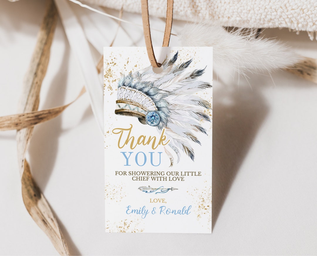 Editable Tribal Baby Shower Favor Tag, Tribal Boy Baby Shower Thank You ...