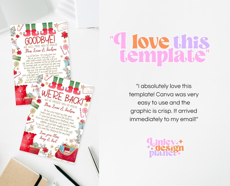Editable 2 Elves Arrival and Goodbye Letter Set, Siblings Elves Letter ...