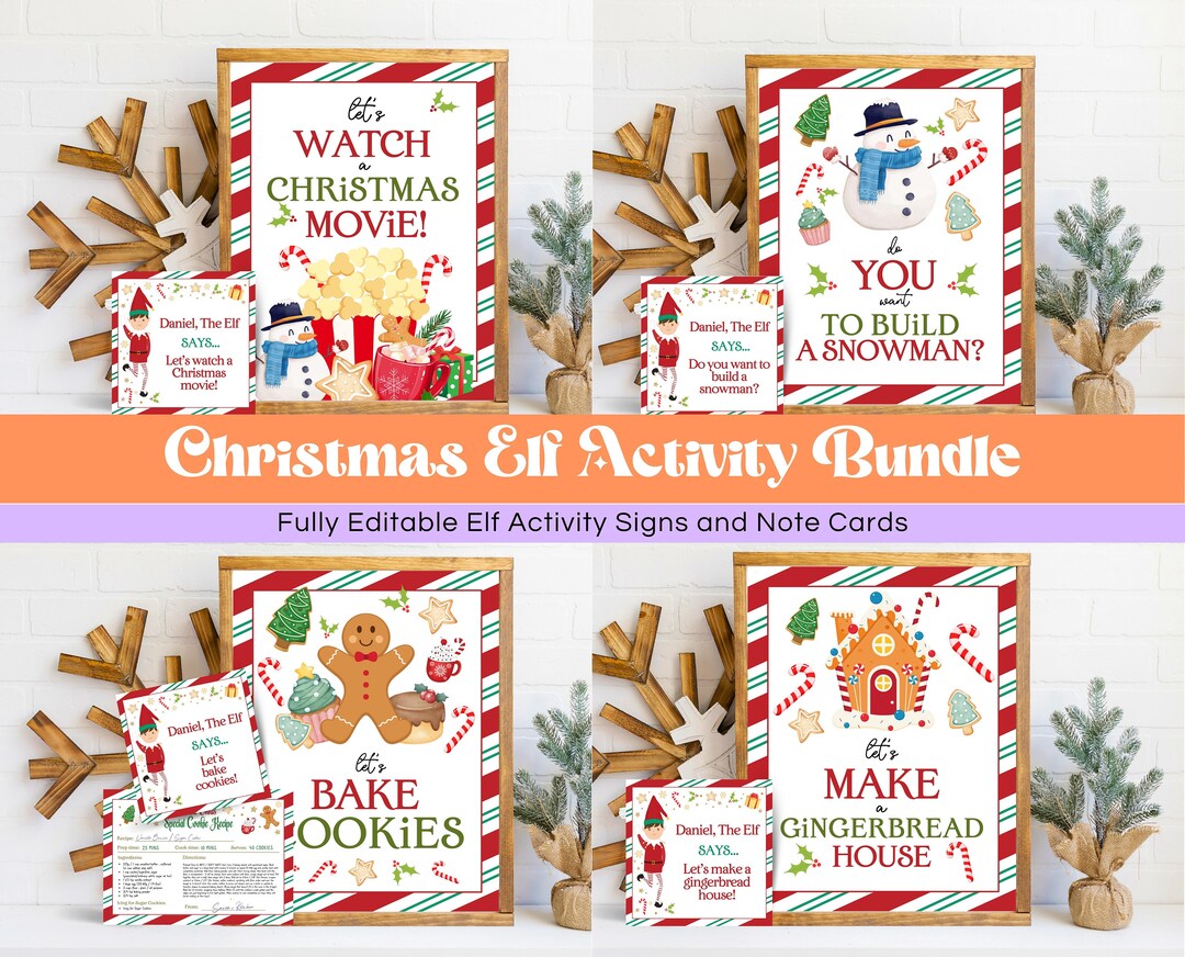 Editable Elf Activity Bundle, Elf Mini Note Cards, Printable Elf ...