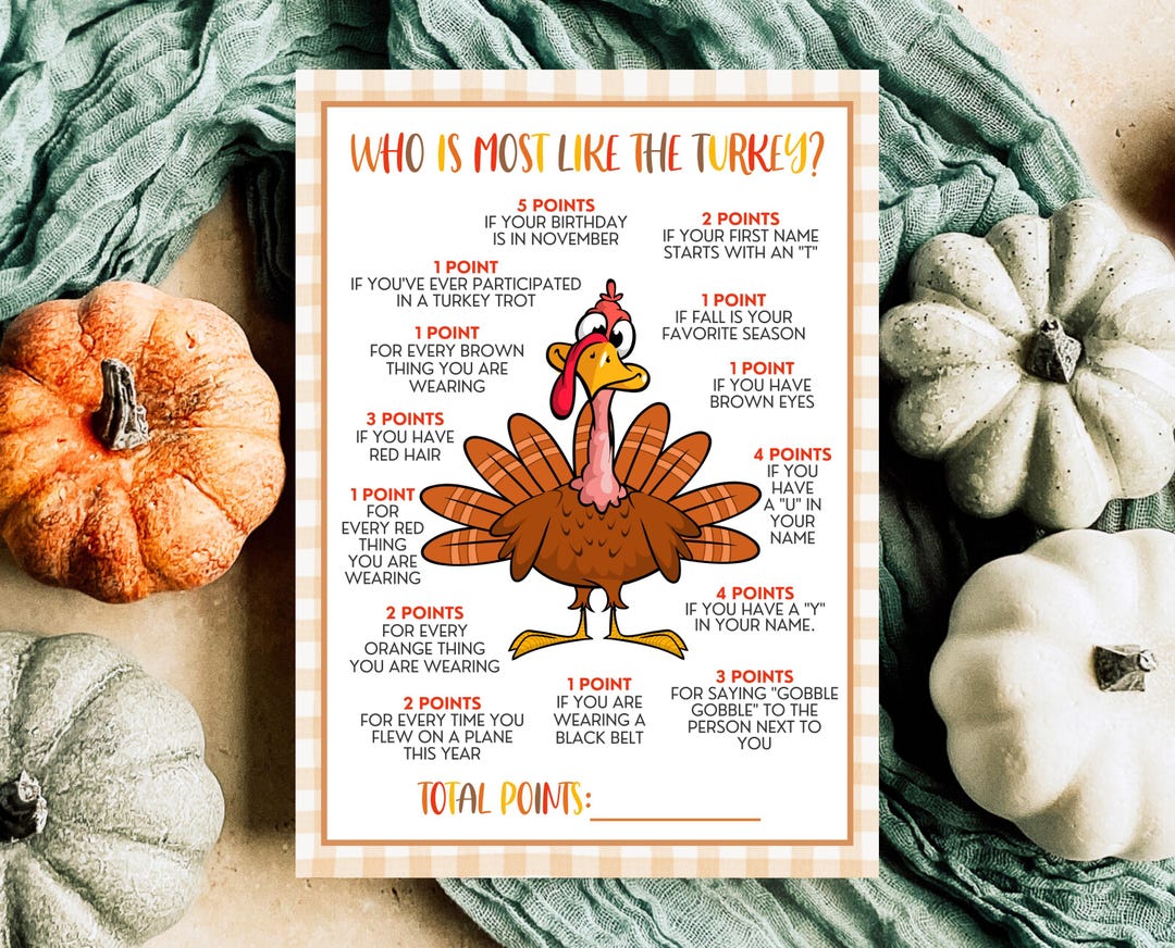 Printable Thanksgiving Game,family Thanksgiving Game, Dinner Table Game ...