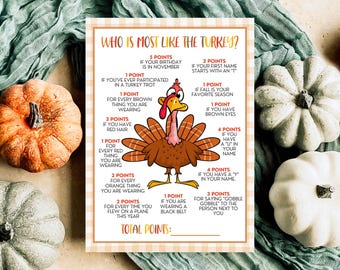 Printable Thanksgiving Game,family Thanksgiving Game, Dinner Table Game ...