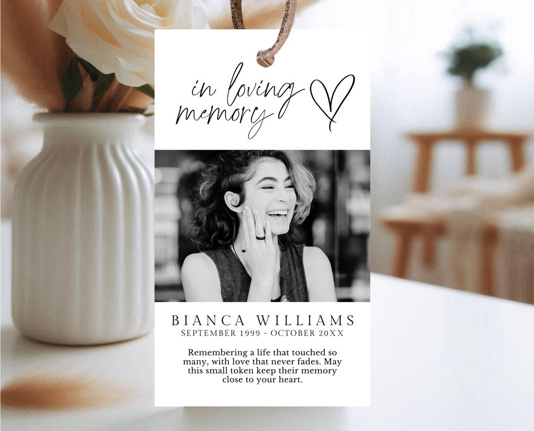 Editable Memorial Favor Tag, Celebration of Life, in Loving Memory Tag ...