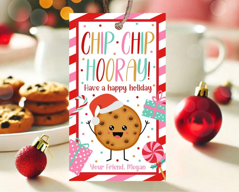 Editable Christmas Cookie Tag Template, Cookie Treat Bag Tag, Chocolate ...