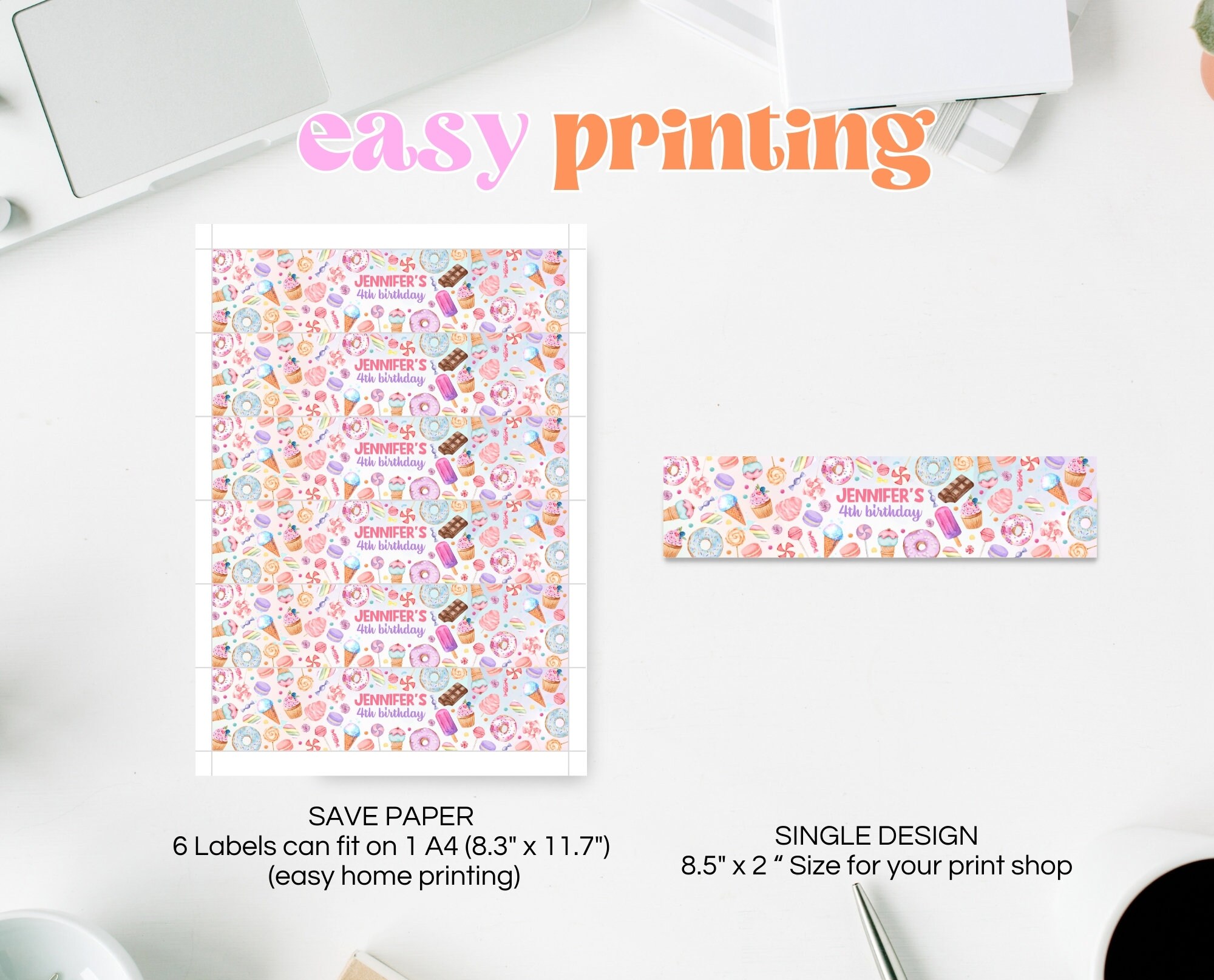 Editable Sweets Candy Water Bottle Label, Sweet Candy Birthday Decor ...