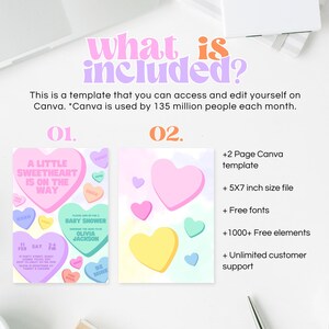 Editable Sweetheart Candy Baby Shower Invitation, Hearts Candy Theme ...