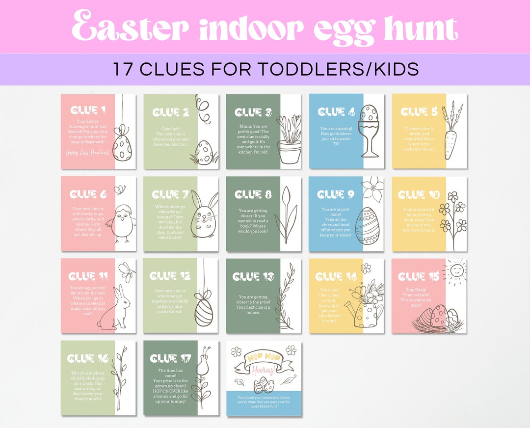 Editable Easter Hunt Cards , Easter Scavenger Hunt Clues, Printable ...