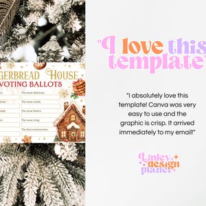 Editable Gingerbread House Voting Ballot, Voting Card, Red Christmas ...