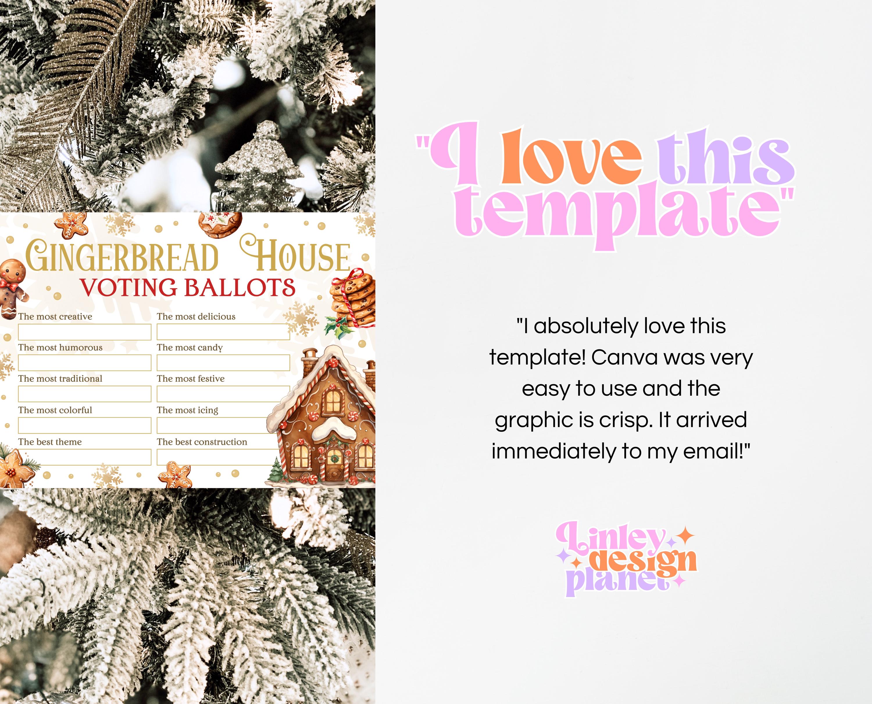 Editable Gingerbread House Voting Ballot, Voting Card, Red Christmas ...