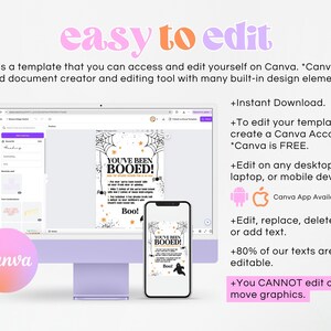 Editable You've Been Booed! Card, Halloween Printable for Friend, You ...