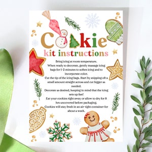 Editable Christmas Cookie Instructions Card Template, Editable Cookie ...
