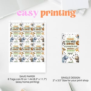 Editable Wild Animals Favor Tag Template, Thank You for Joining the ...
